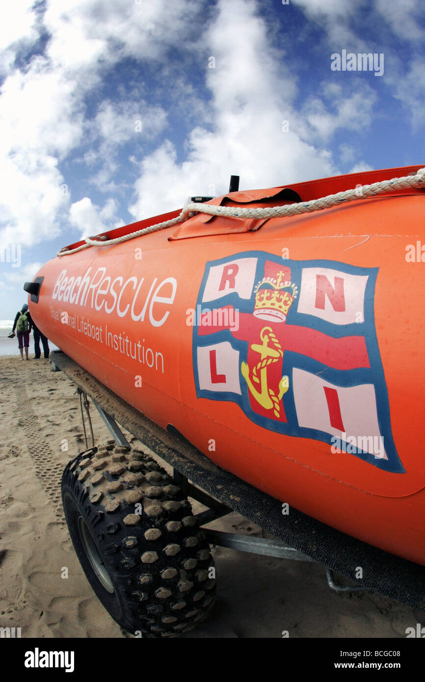 RNLI Lifeboats Beach Rescue inflatable inshore boat Stock Photo - Alamy