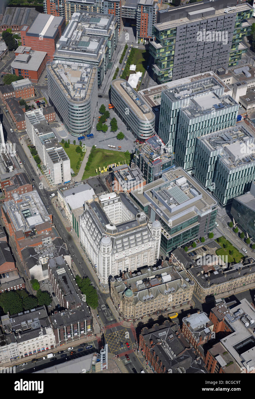 Manchester city centre, Quay Street and business area, from the air ...