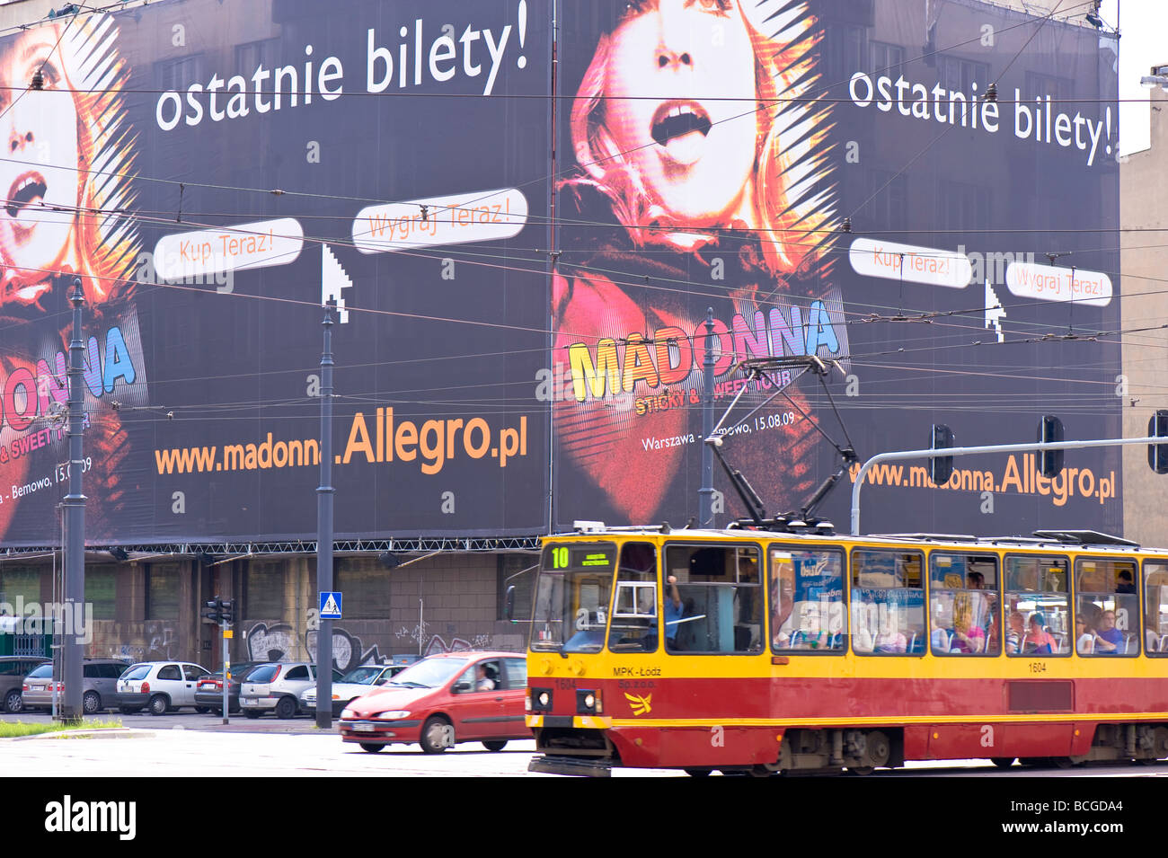 Advertising billboards in town centre Lodz Poland Stock Photo - Alamy