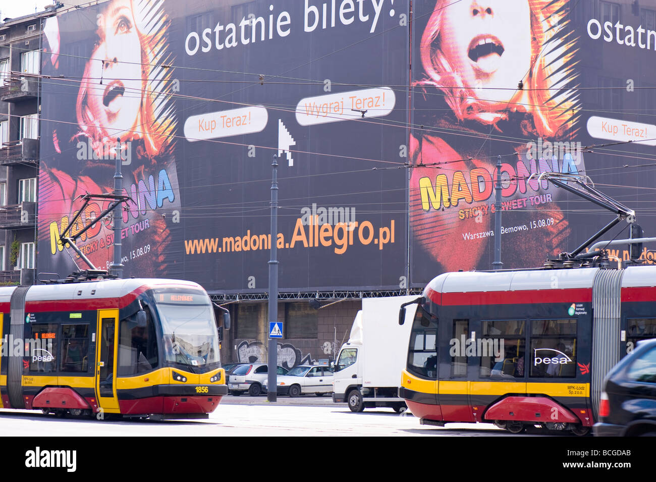 Advertising billboards in town centre Lodz Poland Stock Photo - Alamy