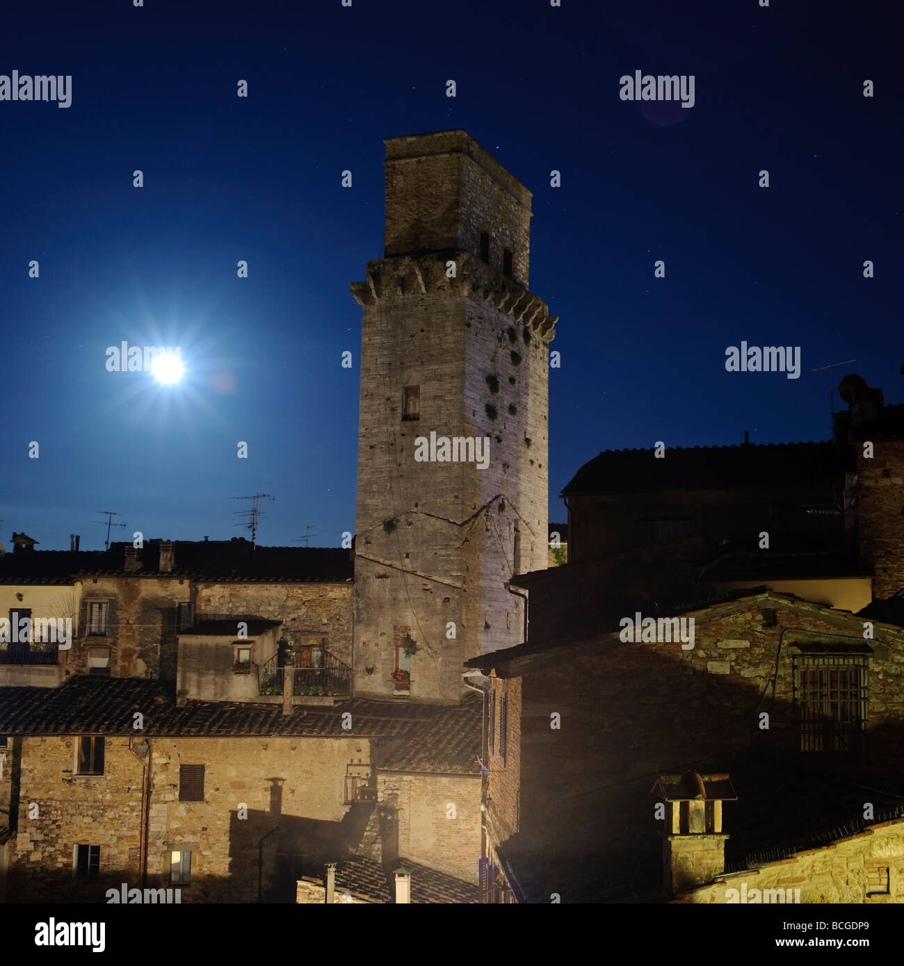 Moon over the village hi-res stock photography and images - Alamy