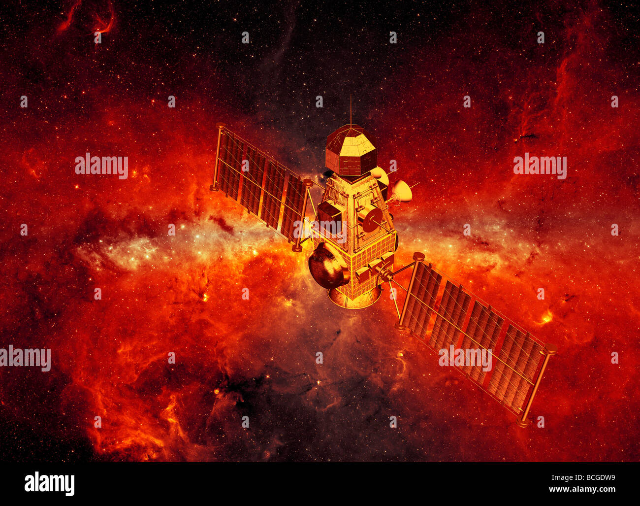 computer generated space vehicle flying through the Milky Way galaxy ...