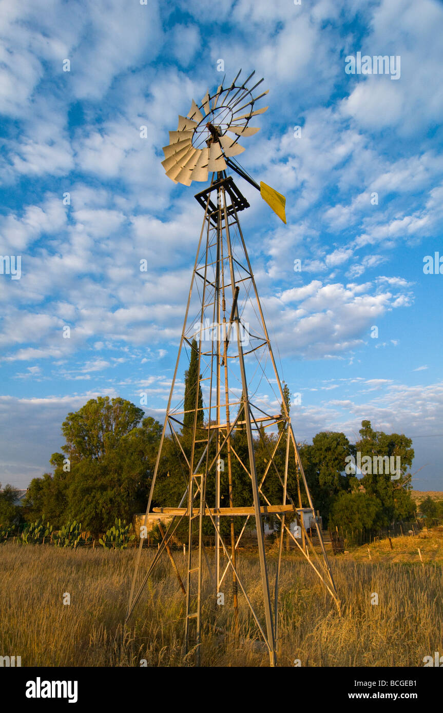 windmill on a ranch in the Namib Naukluft Desert in Namibia Stock Photo ...