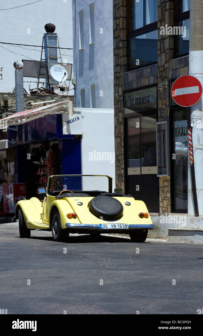 Yellow Morgan Car, locally-registered, Bodrum, Turkey, Asia Minor ...