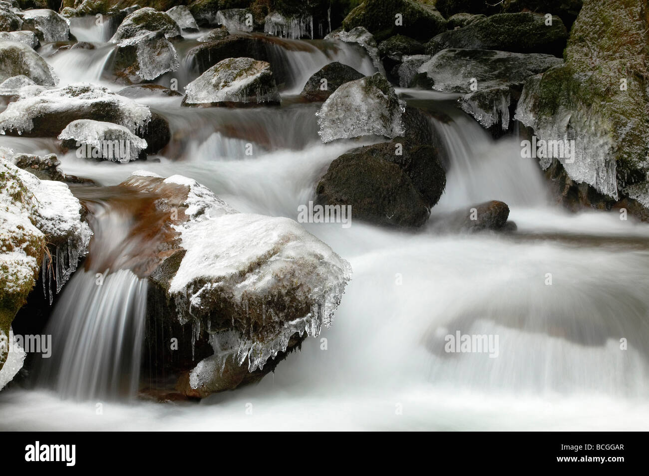 Alpine stream in winter, Alpe d Huez, France Stock Photo - Alamy