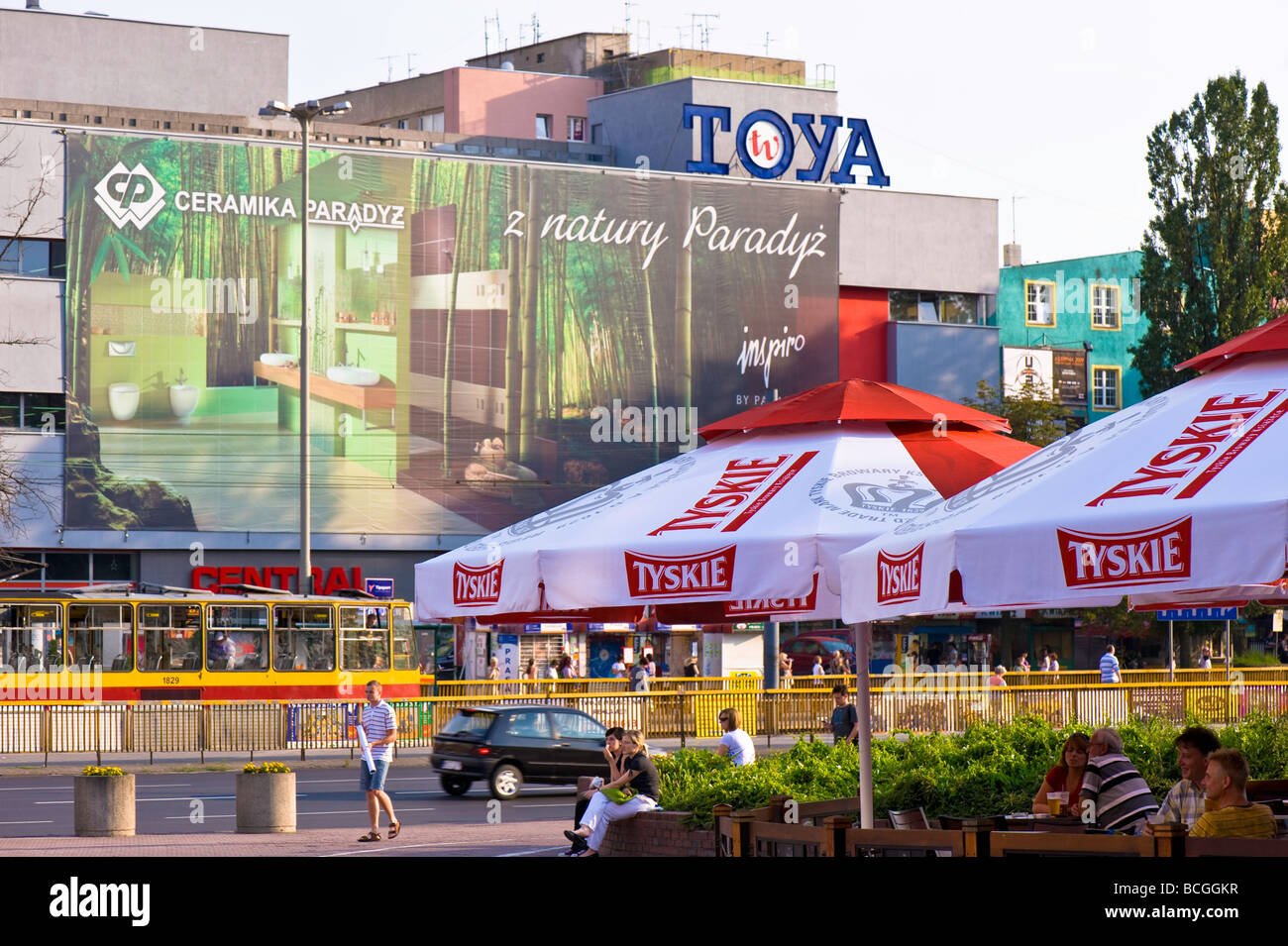 Advertising billboards in town centre Lodz Poland Stock Photo - Alamy