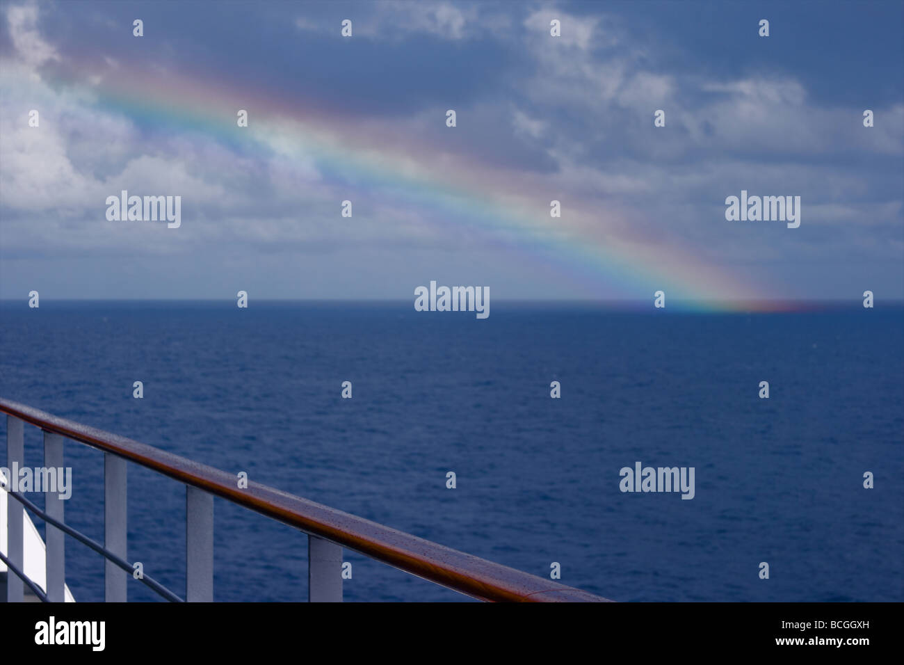 Beautiful rainbow at Sea viewed from the balcony deck of Cruise Ship ...
