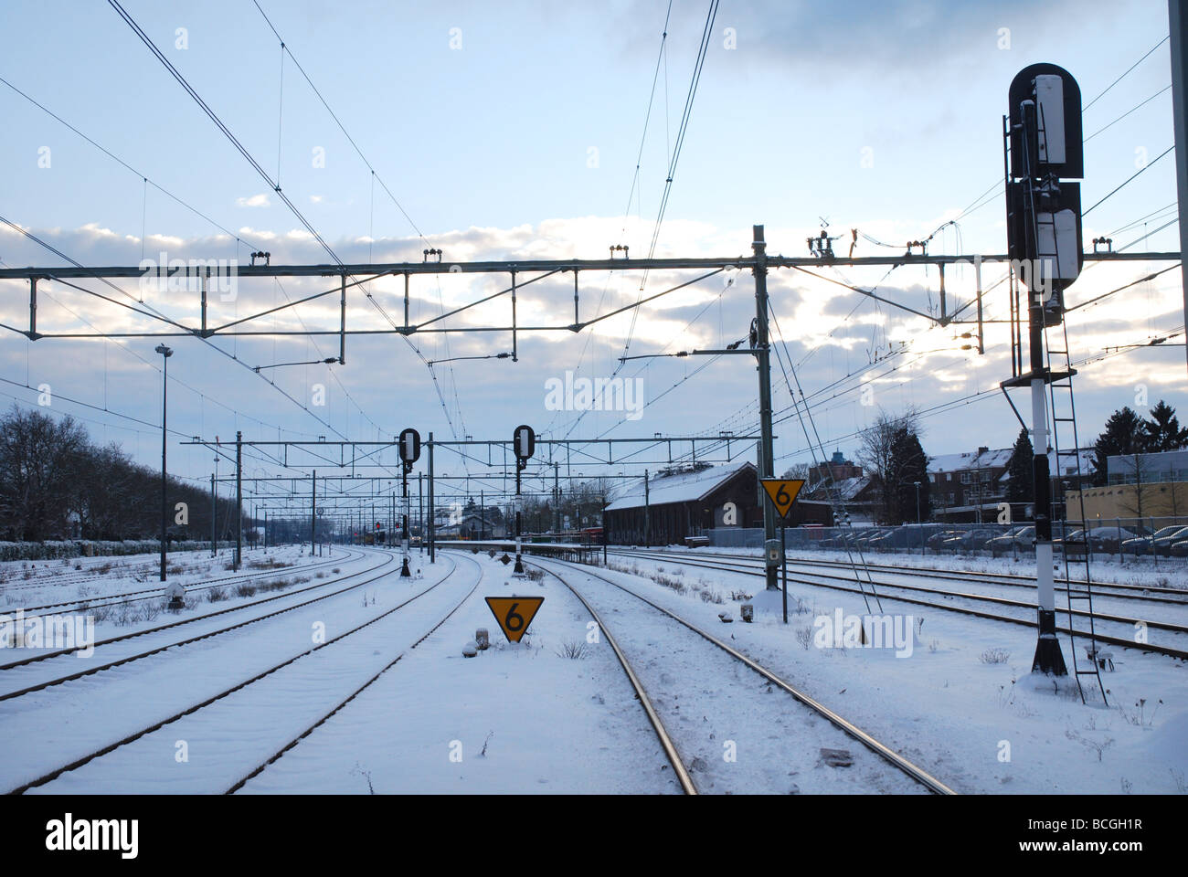 railway lines in winter Stock Photo - Alamy