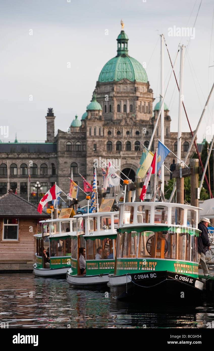 Victoria, British Columbia. Small ferry boats shuttle tourists around ...