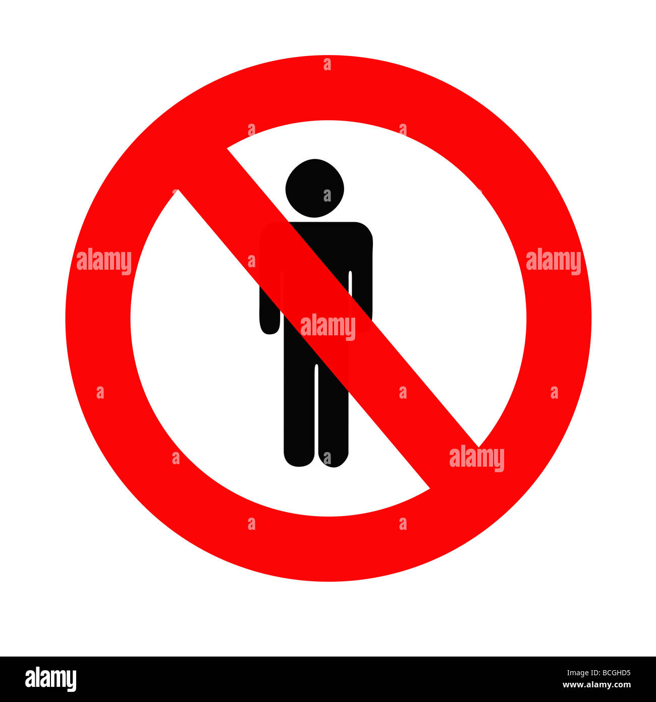 Red no men sign isolated on white background Stock Photo - Alamy