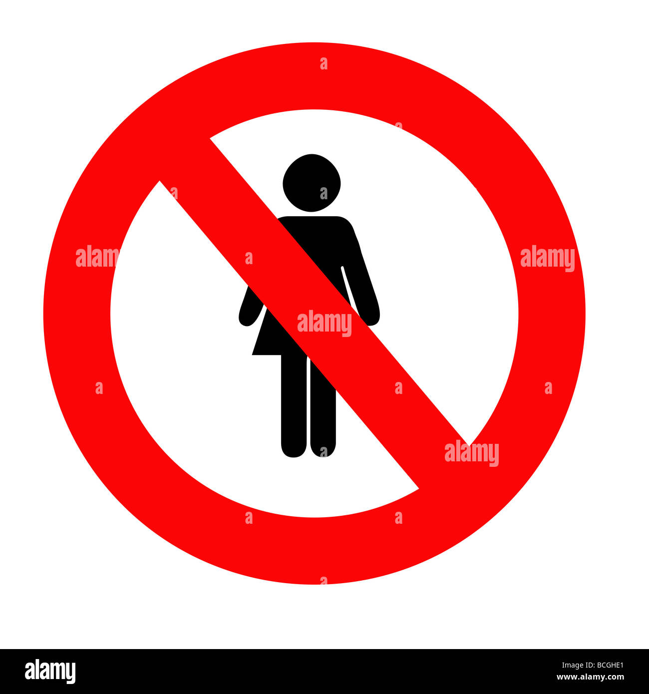 No women sign isolated over white background Stock Photo - Alamy