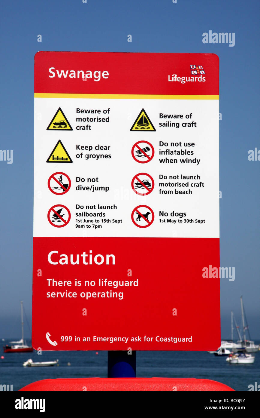 Lifeguards warning sign hi-res stock photography and images - Alamy