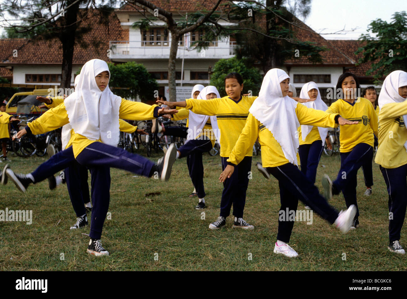 java indonesia Girls during the physical education lesson jogjiakarta ...