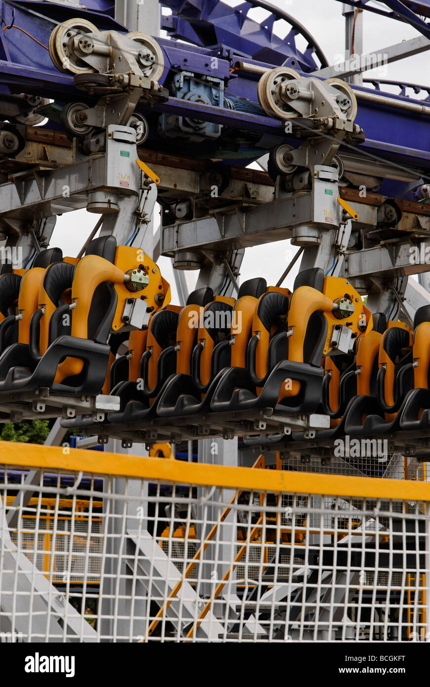 Empty seats of rollercoaster Stock Photo - Alamy