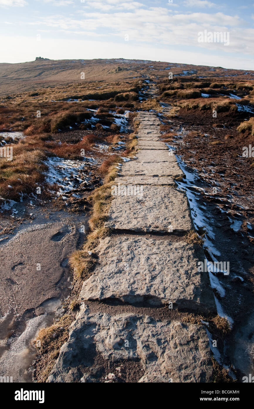 Restored footpath on the southern edge of the Kinder plateau, Edale and ...