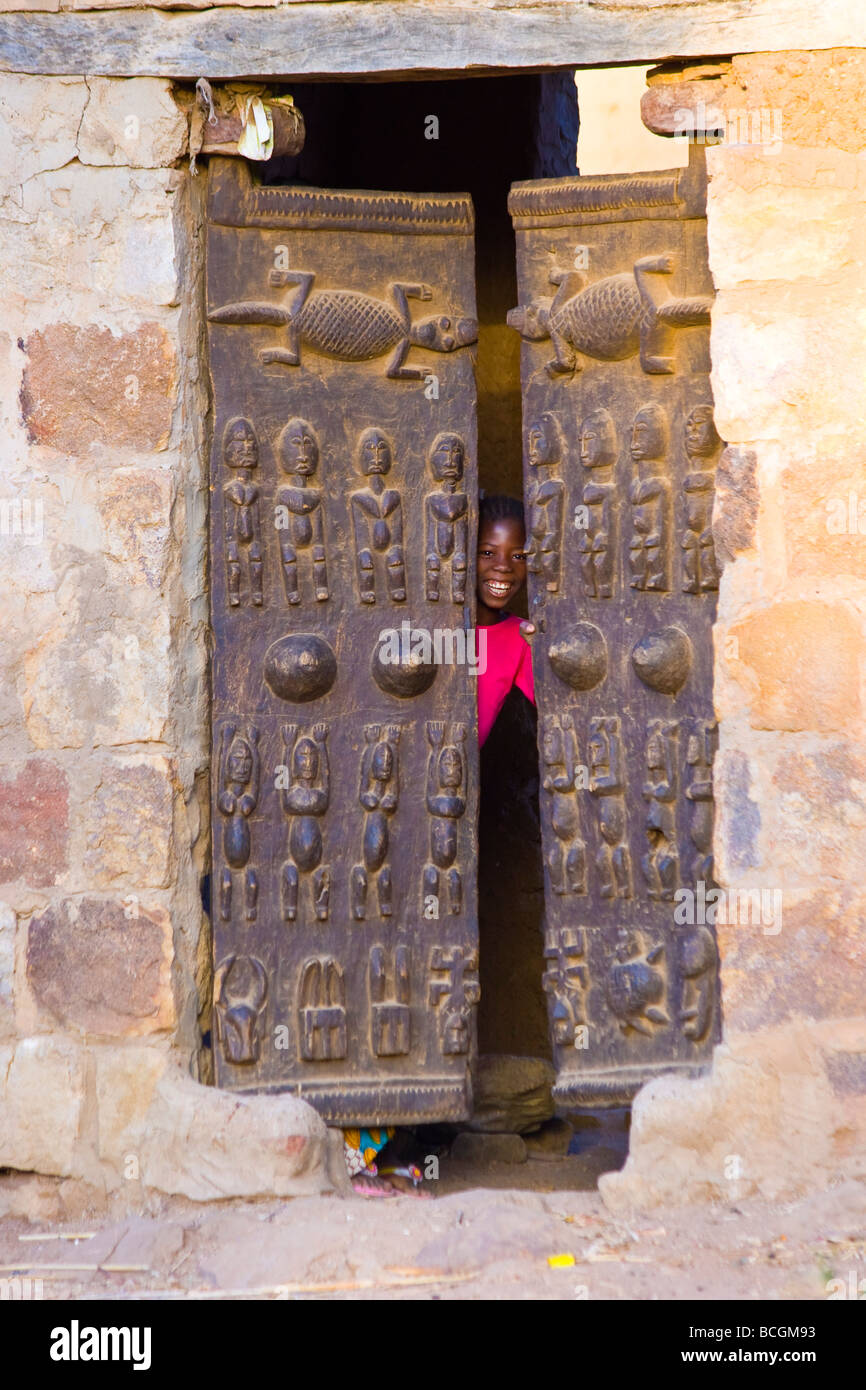 Traditional Carved Wooden Door in Pays Dogon in Mali Stock Photo - Alamy