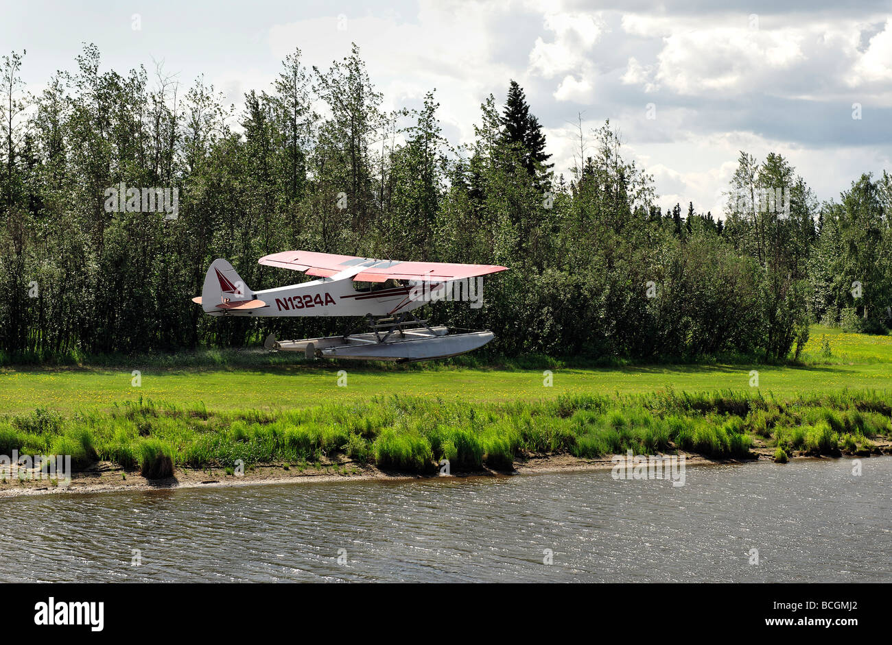 Float plane on the Chena River Alaska Stock Photo - Alamy