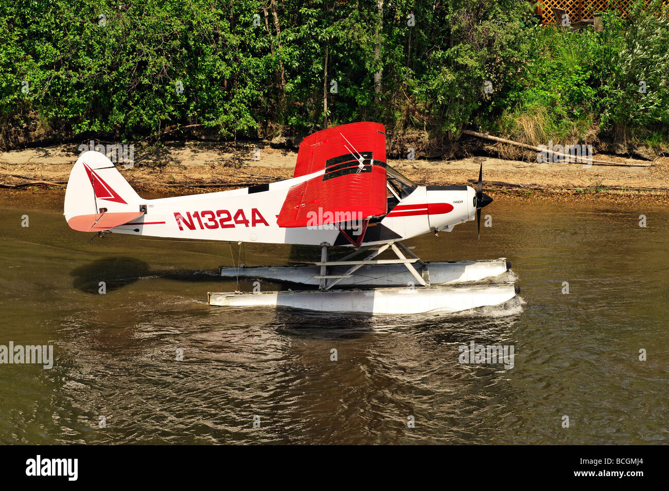 Float plane on the Chena River Alaska Stock Photo - Alamy