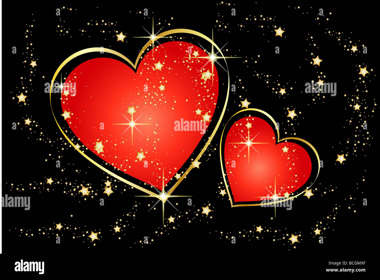 two hearts on black background Stock Photo - Alamy