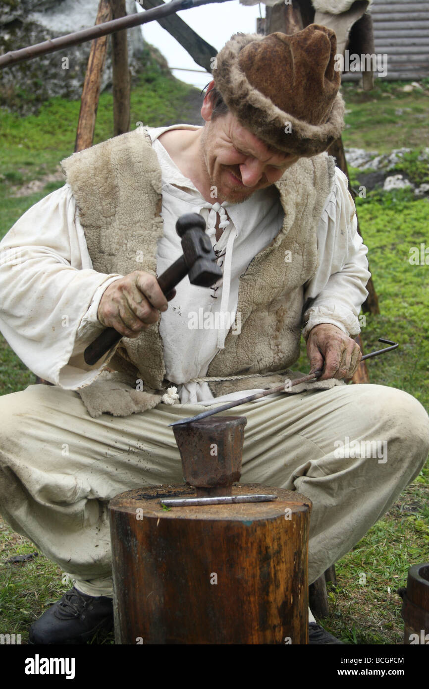 Presentation of an old, forgotten craftsman's professions. Blacksmith's ...