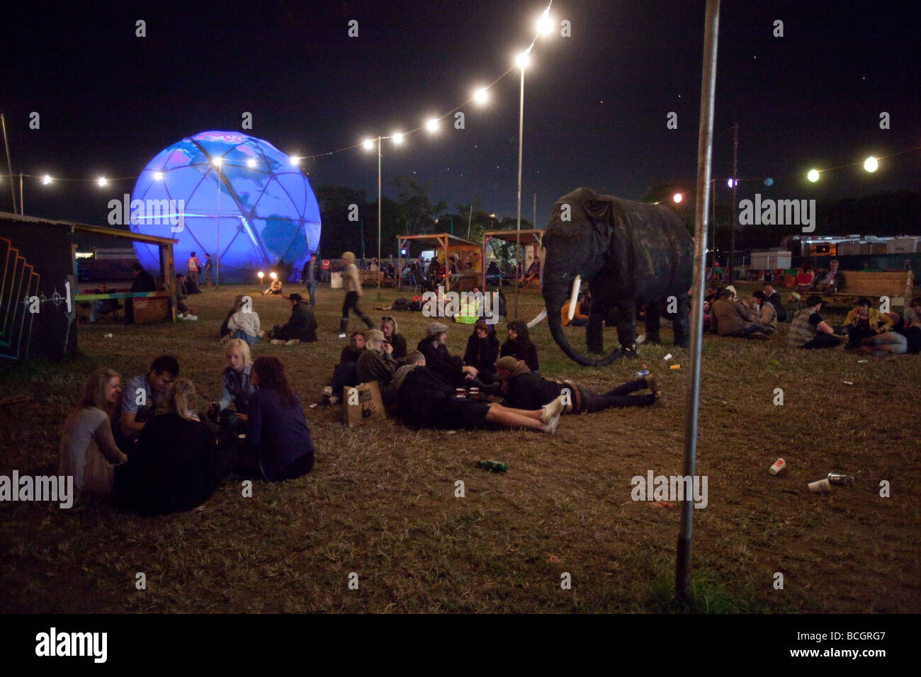 backstage arena at night Glastonbury festival 2009 Stock Photo - Alamy