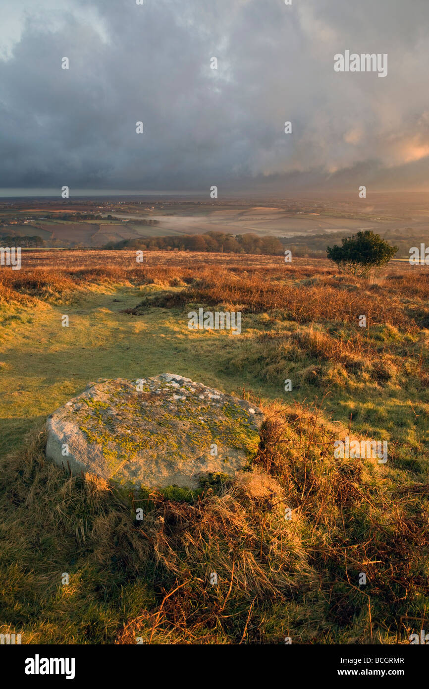 godolphin hill early morning cornwall Stock Photo - Alamy