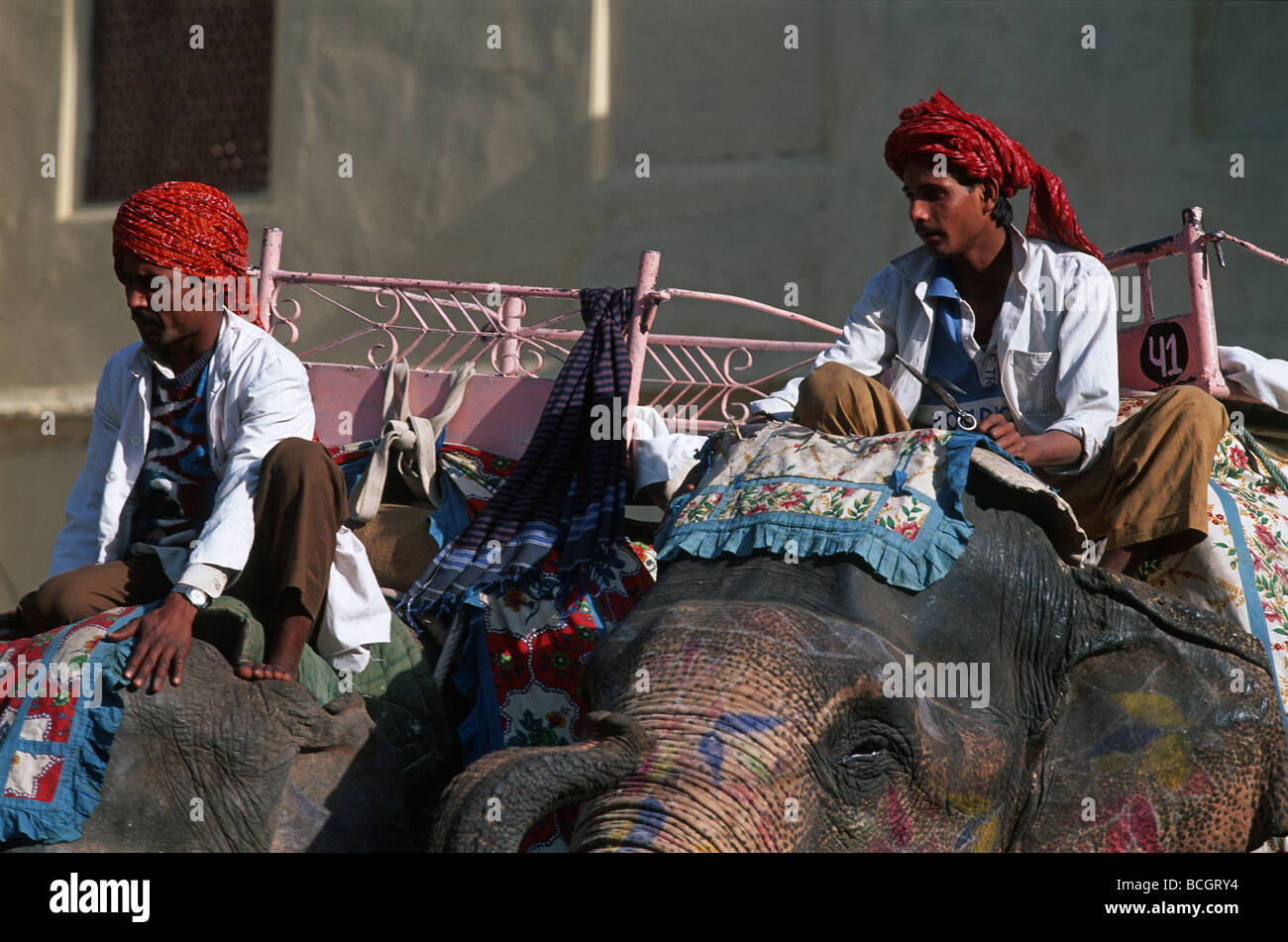India Rajasthan Jaipur Amber Palace Fortress Elephant ride Stock Photo ...