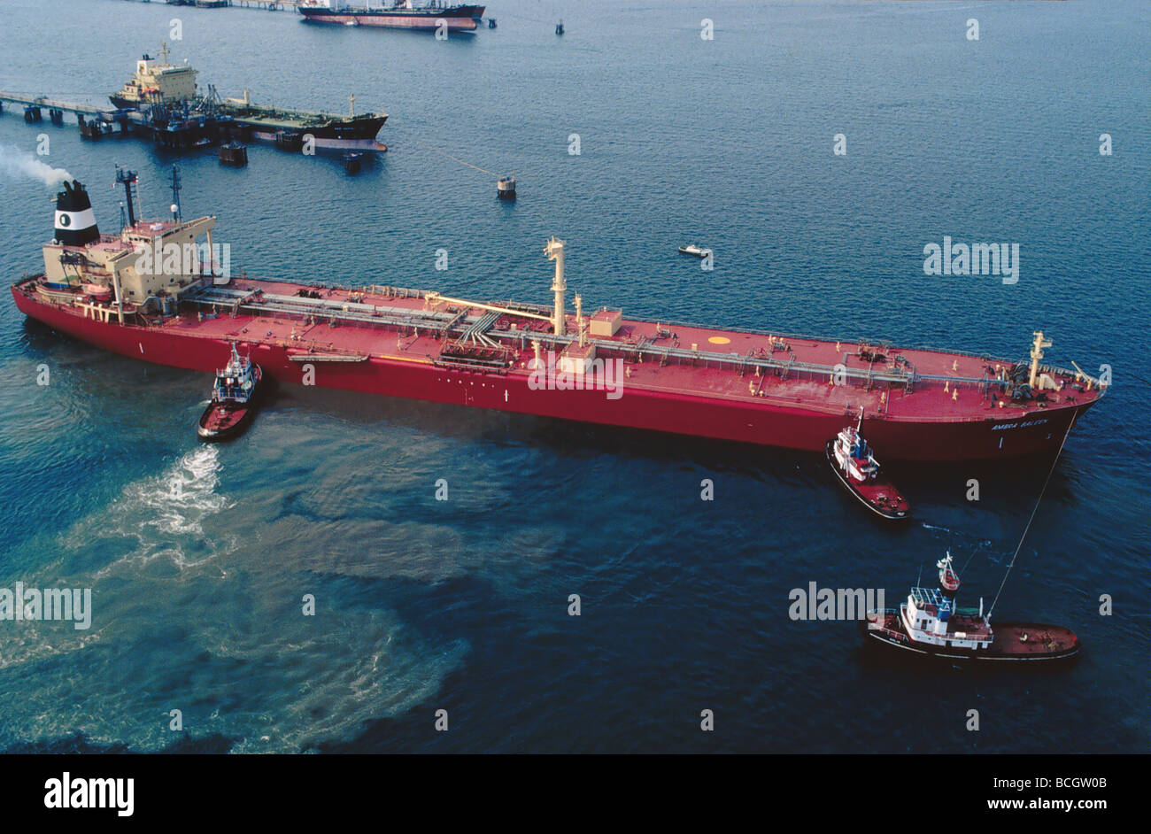 Sicily, oil tankers in the gulf of Augusta in front of the Priolo ...