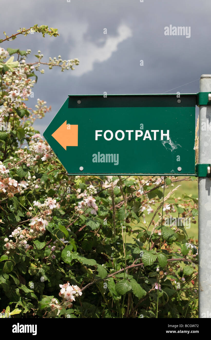 Footpath sign in a hedgerow near Cumnor Oxfordshire UK Stock Photo - Alamy