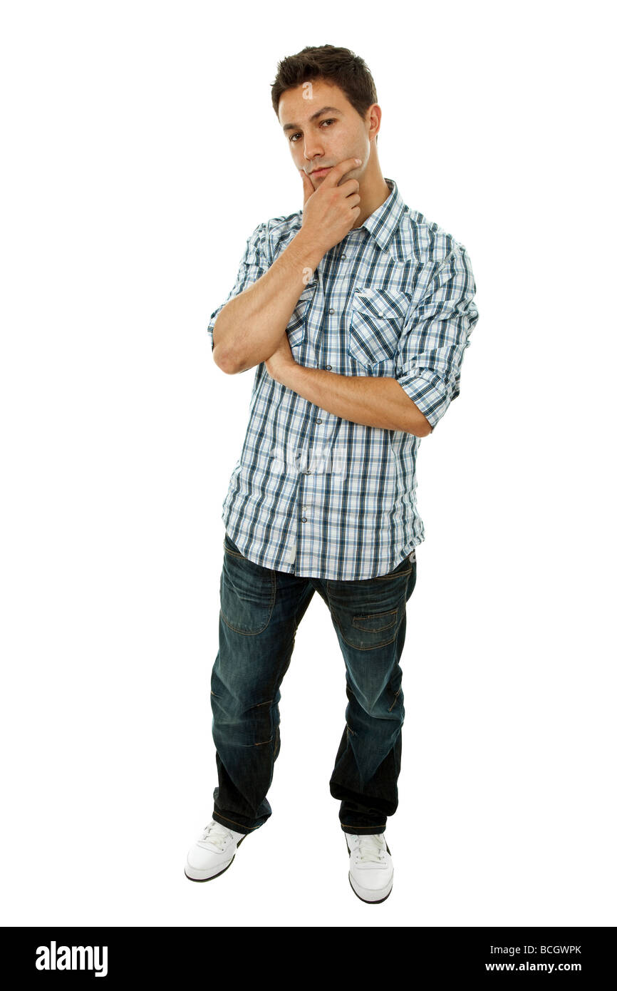 young casual man full body in a white background Stock Photo - Alamy