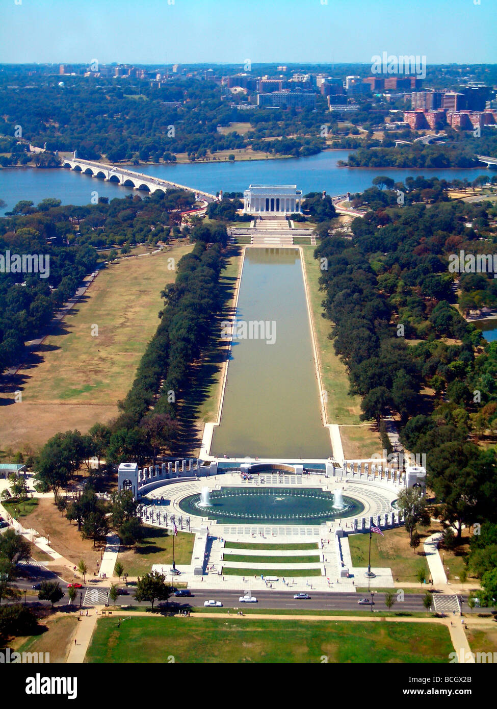 The Lincoln Memorial seen from the top of the Washington monument Stock ...