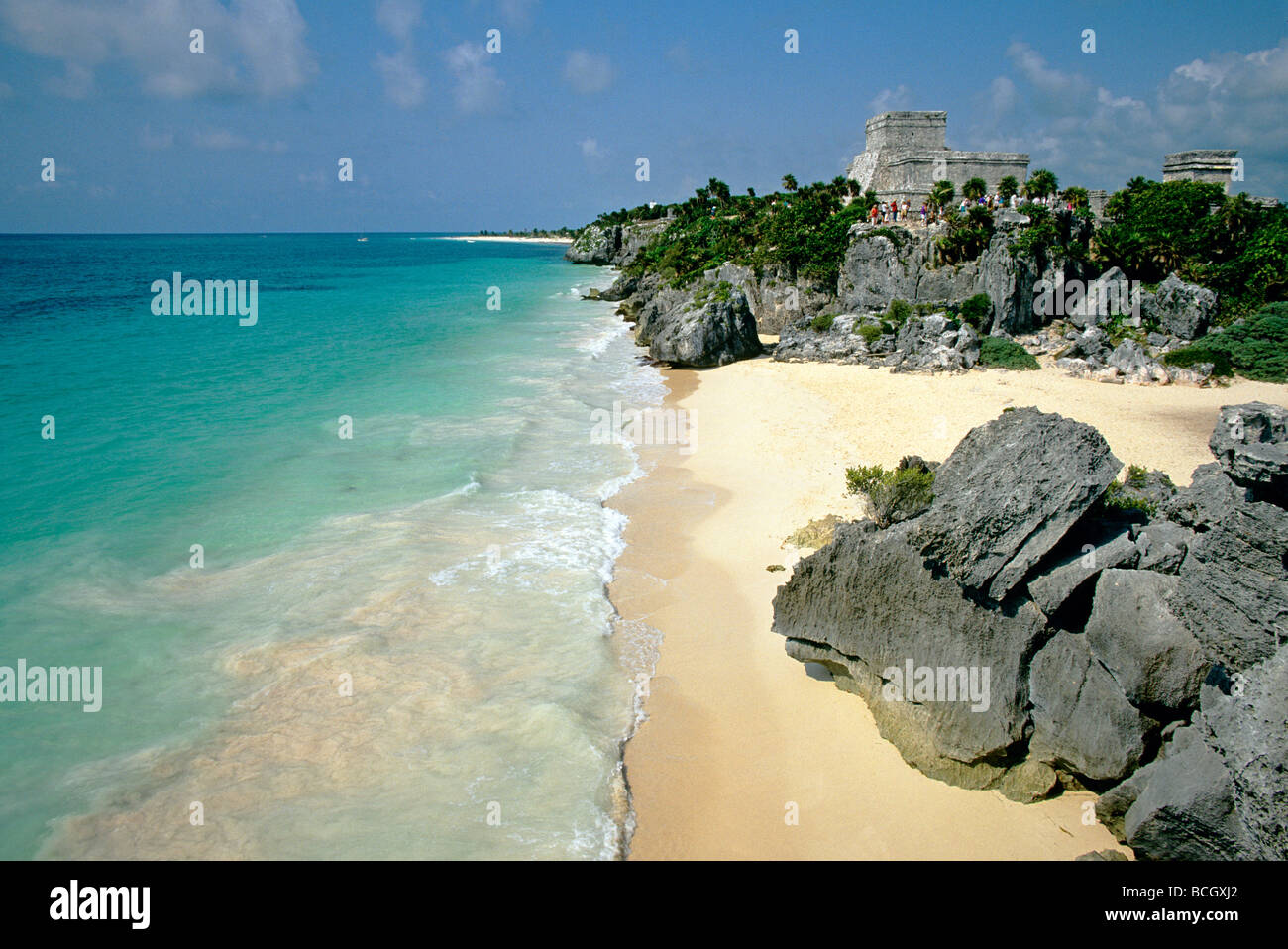 Mayan ruins of Tulum on Mexico's Yucatan shore of Caribbean Sea Stock ...