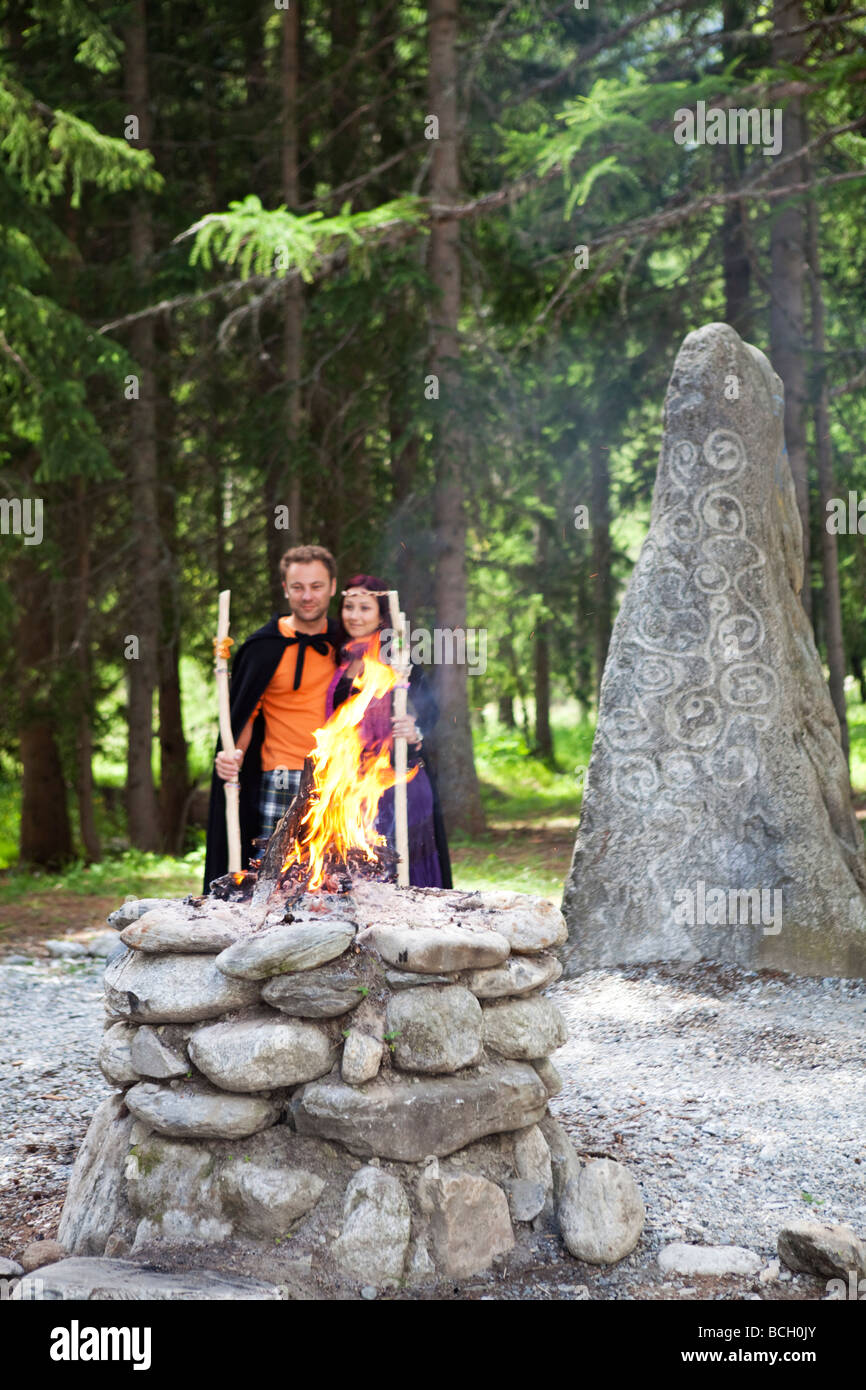 Celtica, alpine music festival in Courmayeur (Italy) with couple in ...