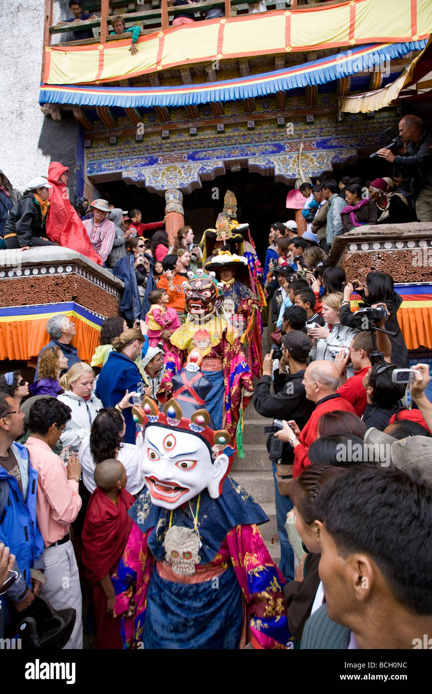 Buddhist monks with traditional masks. Hemis Gompa festival. Ladakh ...