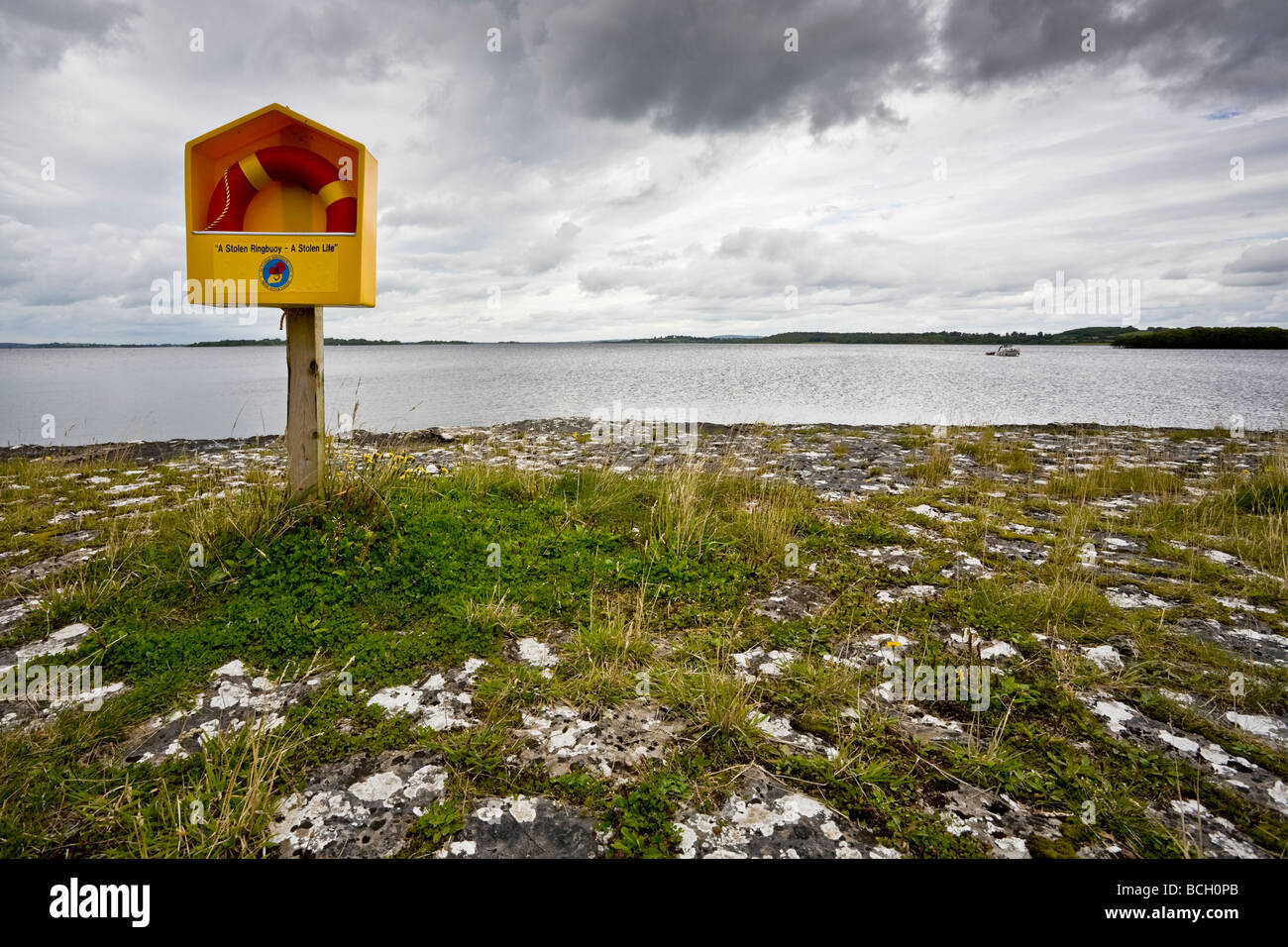 Lifebelt, Barley Harbour, Lough Ree, Cashel, County Longford, Republic ...