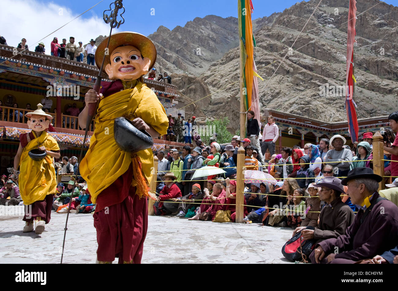 Monks with traditional masks dancing. Hemis Gompa festival. Ladakh ...