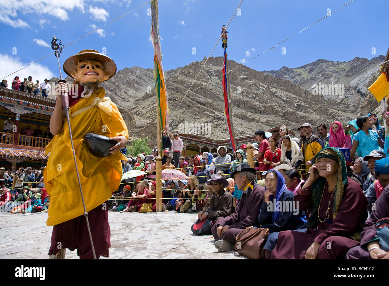 Monks with traditional masks dancing. Hemis Gompa festival. Ladakh ...