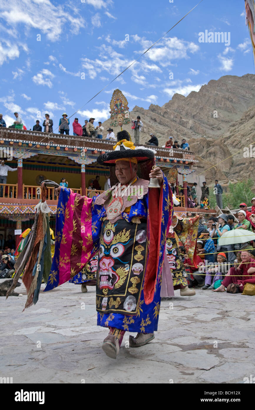 Buddhist monks dancing with traditional dress. Hemis Gompa festival ...