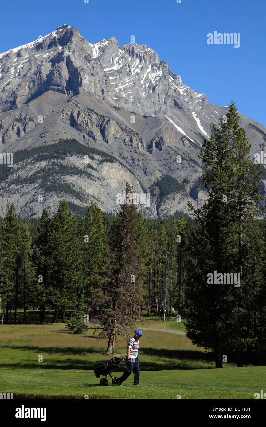Canada Alberta Banff National Park Cascade Mountain golf course Stock ...