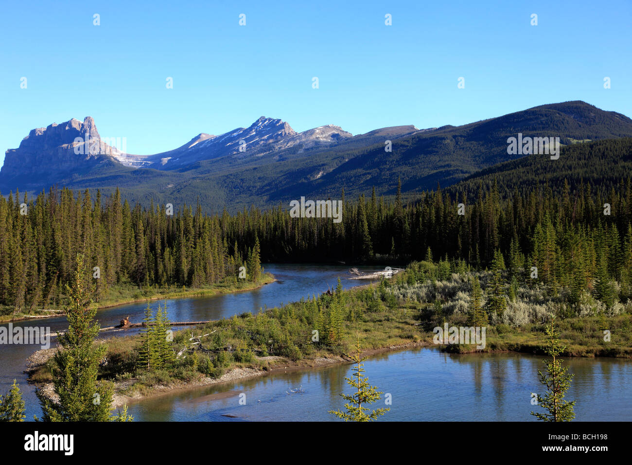 Canada Alberta Banff National Park Bow River Valley Castle Mountain ...