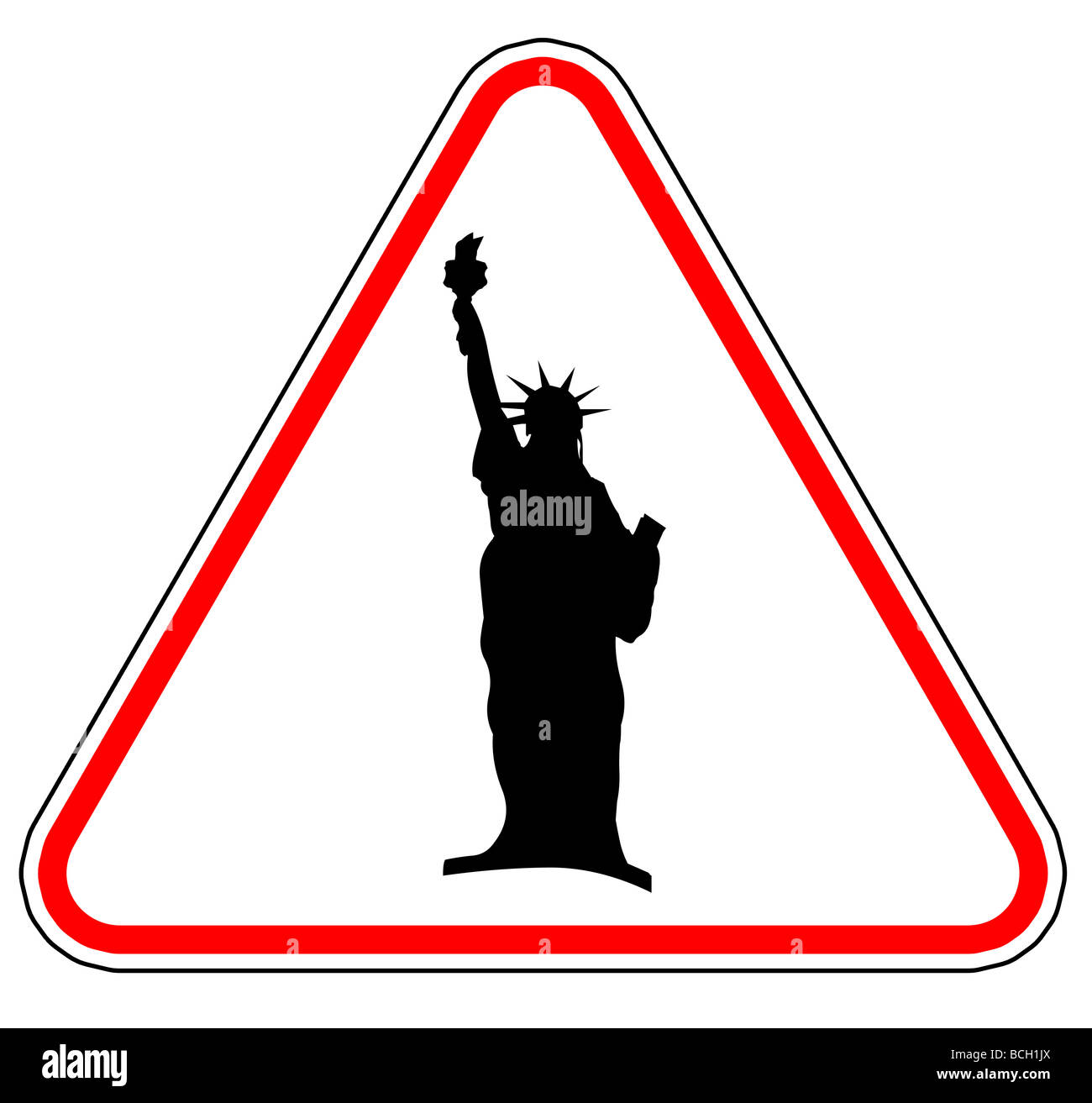 liberty statue road sign Stock Photo - Alamy