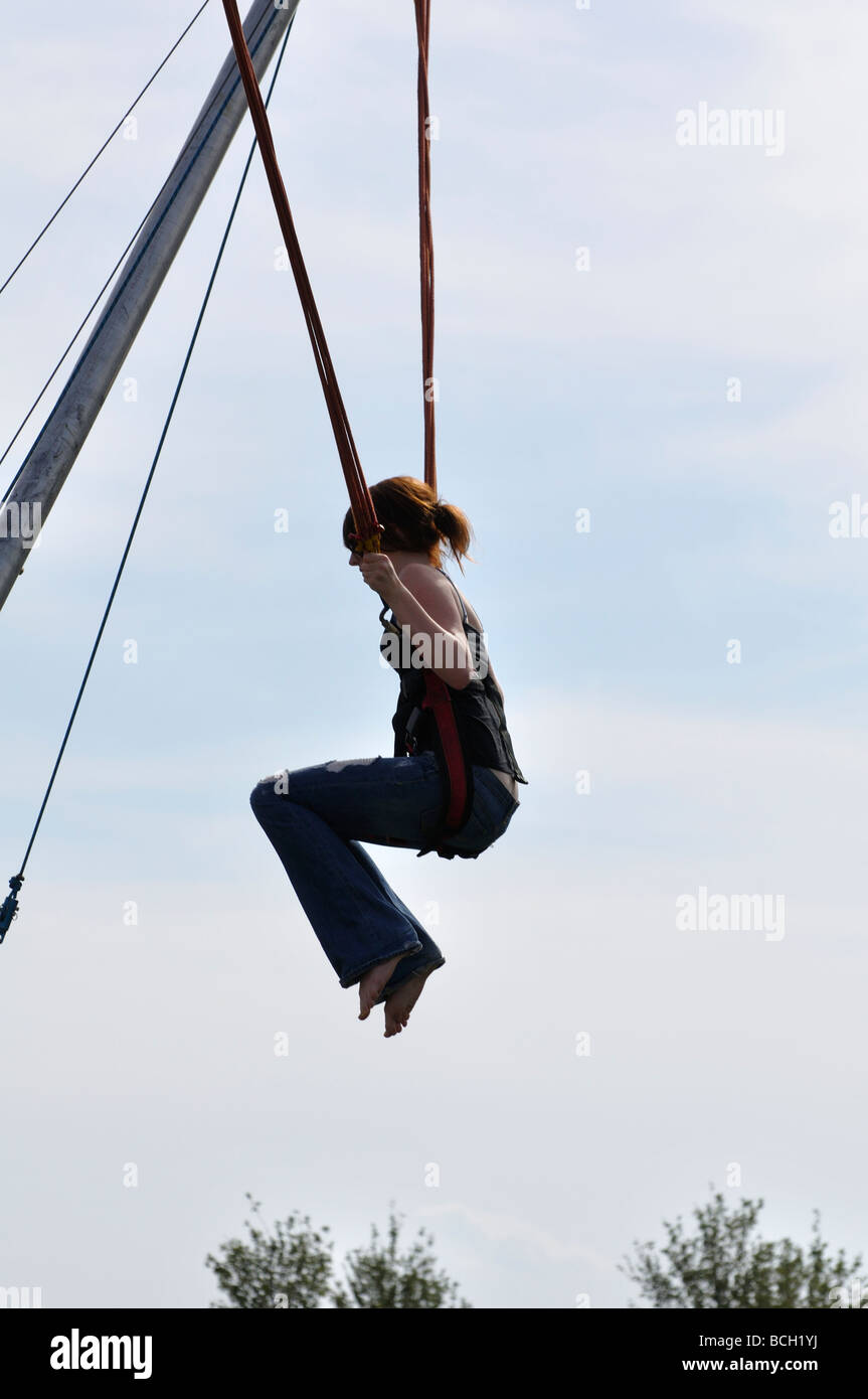 Girl enjoying European bungee Stock Photo - Alamy
