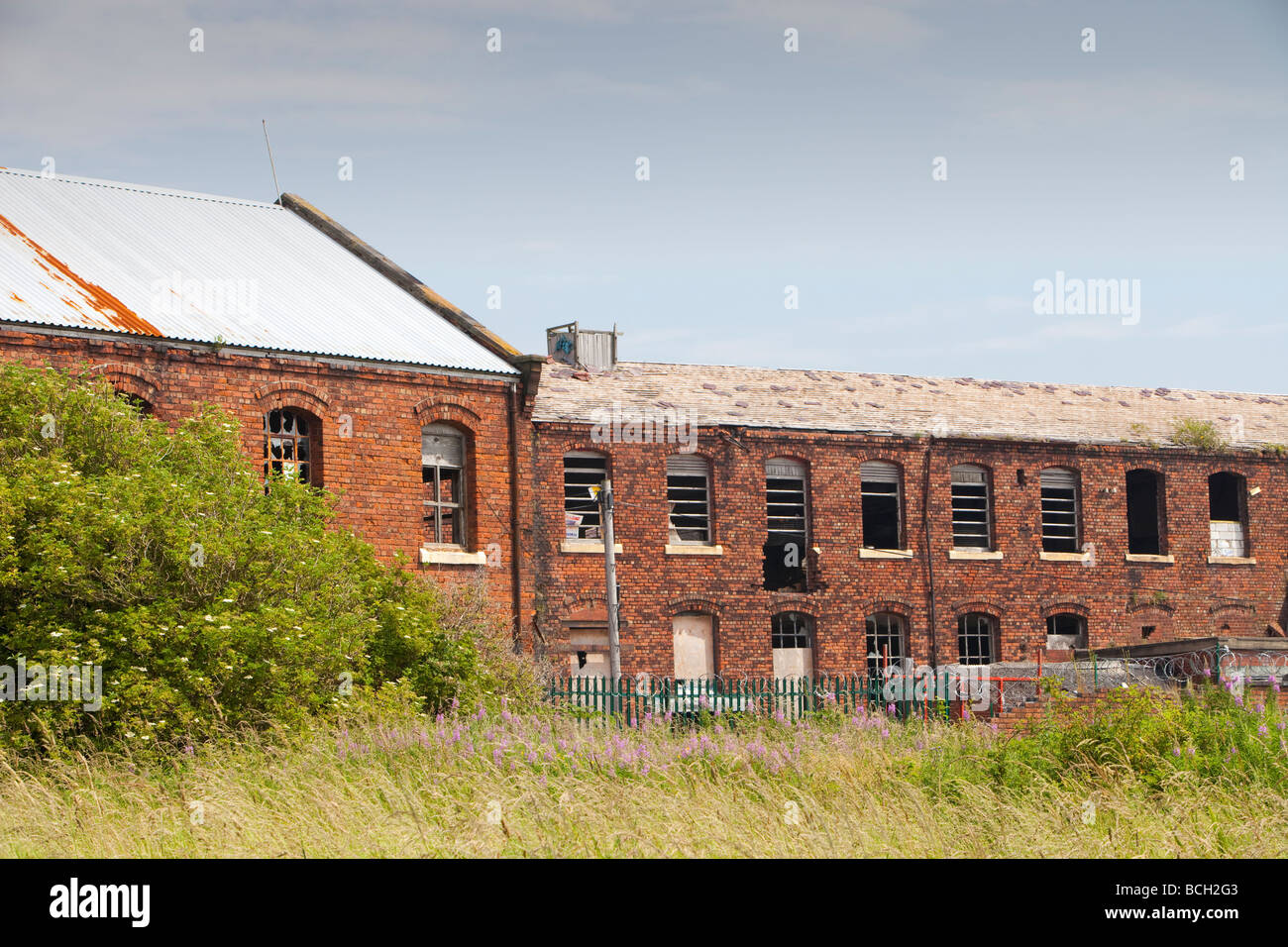 Derelict industrial buildings in Barrow in Furness Cumbria UK Stock ...
