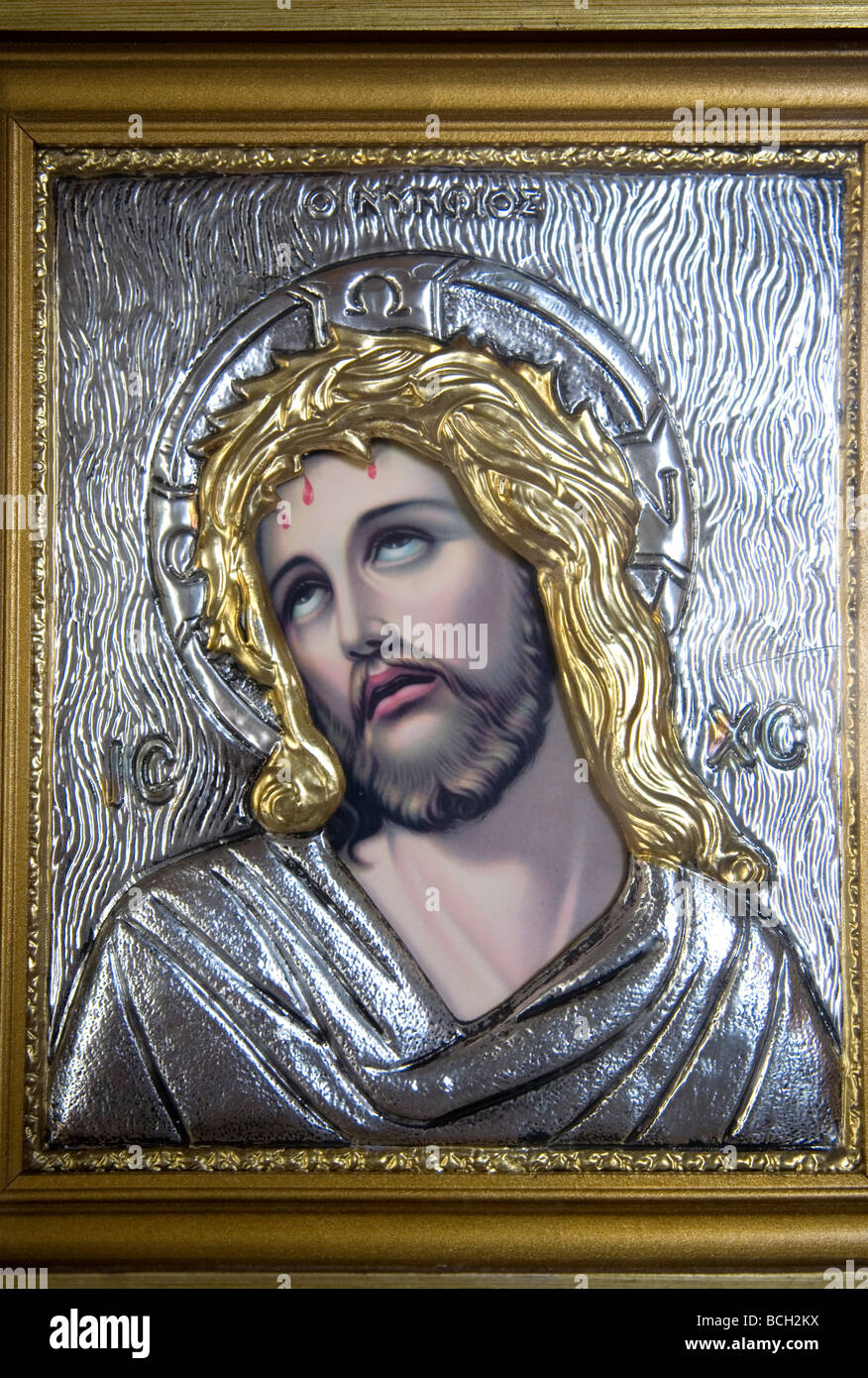 Silver and Gold Jesus Icon Stock Photo - Alamy