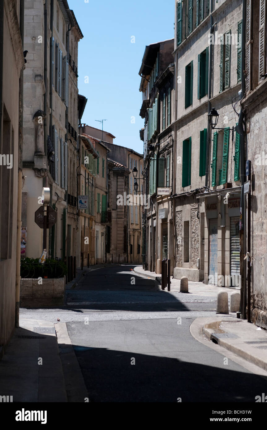 Street with old houses Avignon France Stock Photo - Alamy