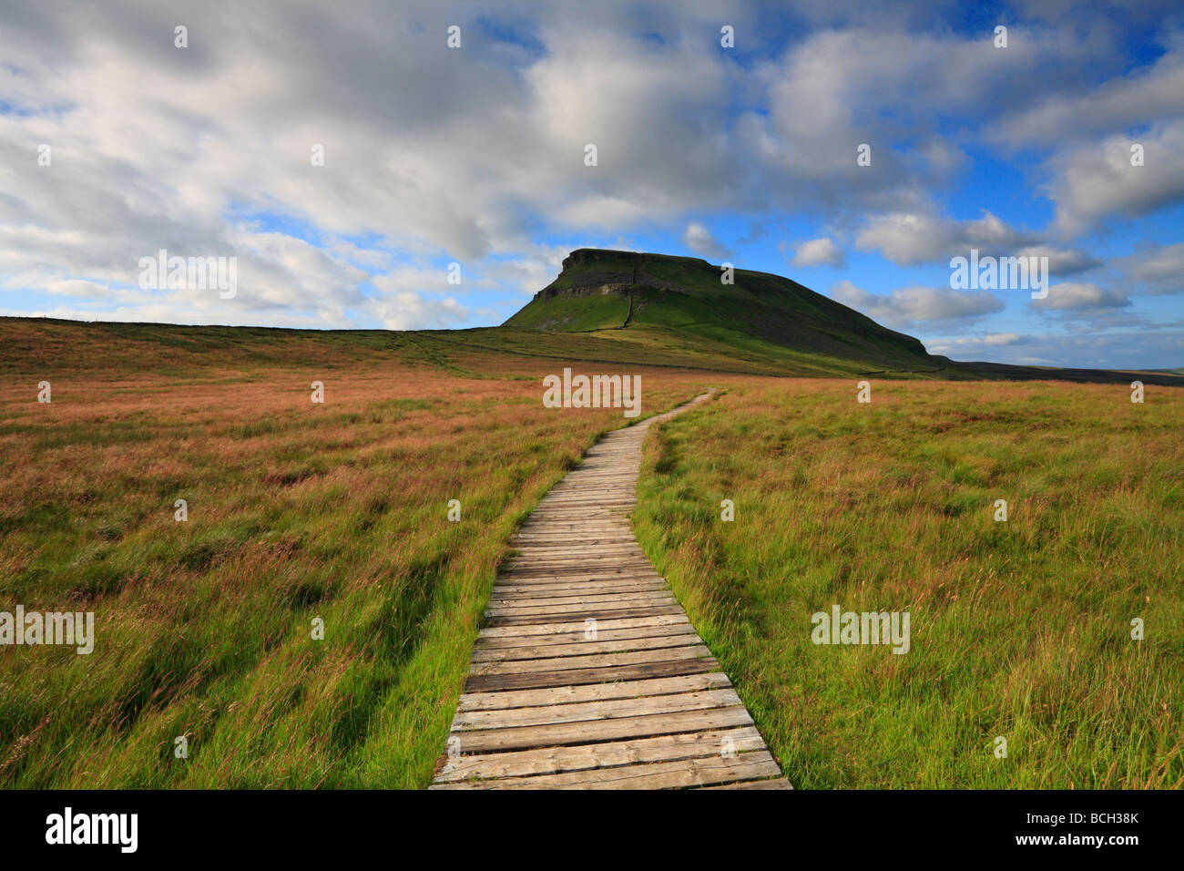 The Pennine Way heading to Pen-y-ghent, Yorkshire Dales National Park ...