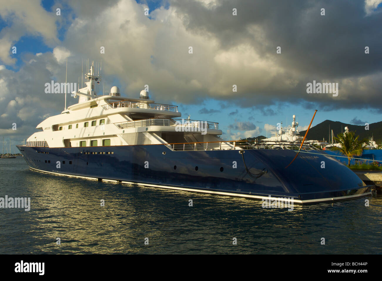 The 300 ft private luxury yacht Limitless docked in St Martin Caribbean ...