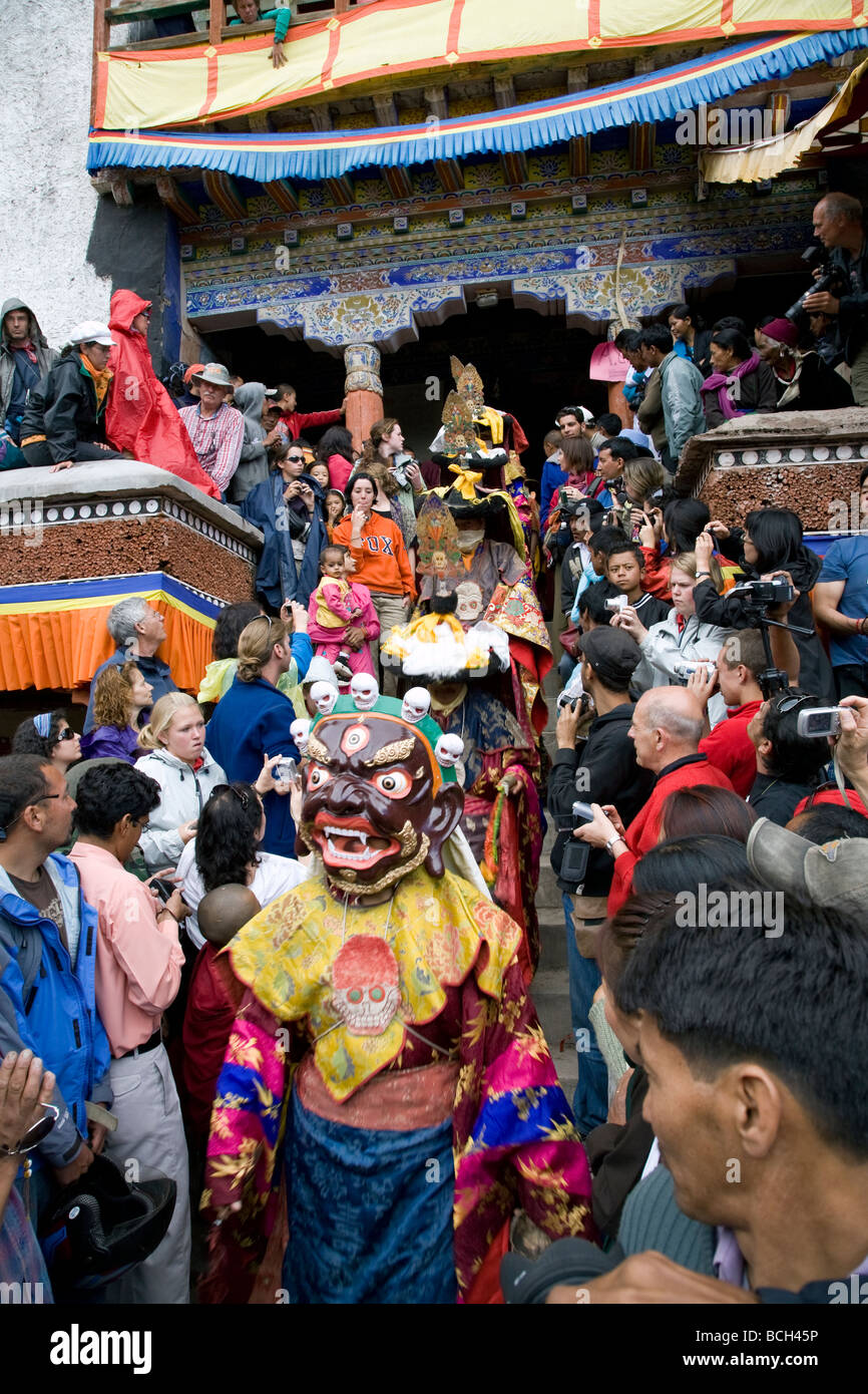 Buddhist monks with traditional masks. Hemis Gompa festival. Ladakh ...
