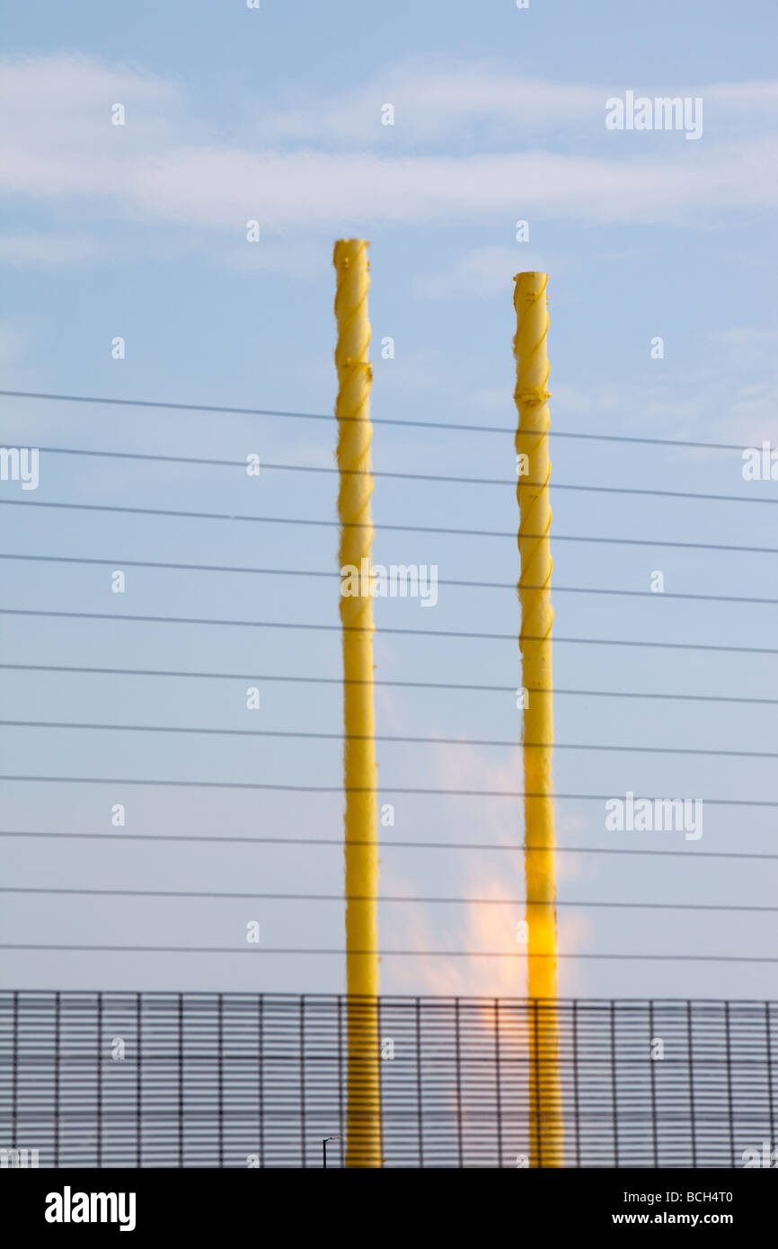 Flaring off gas at a gas processing plant at Rampside near Barrow in ...
