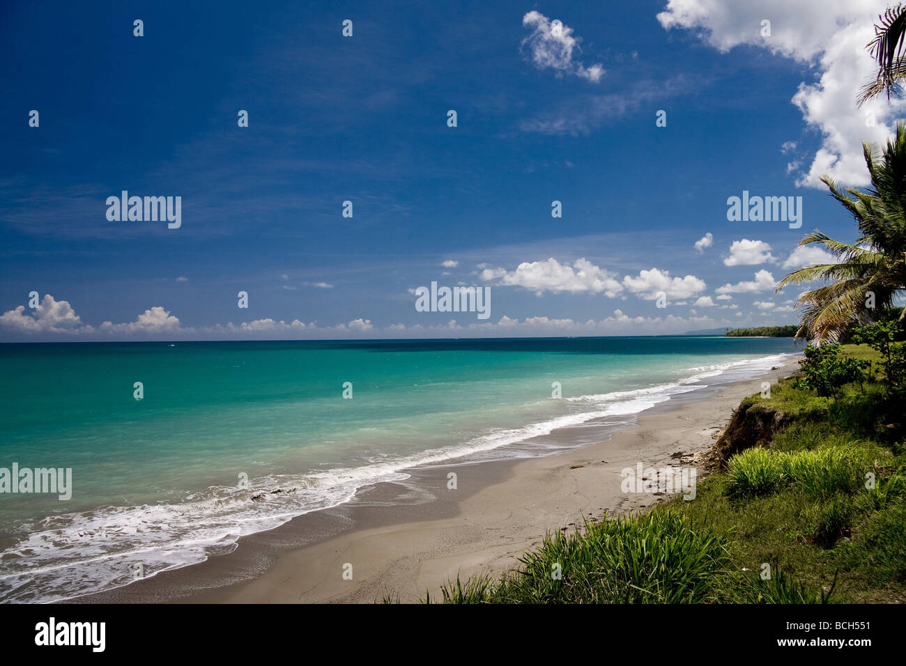 View of the beach overlooking the Atlantic ocean in the Dominican ...